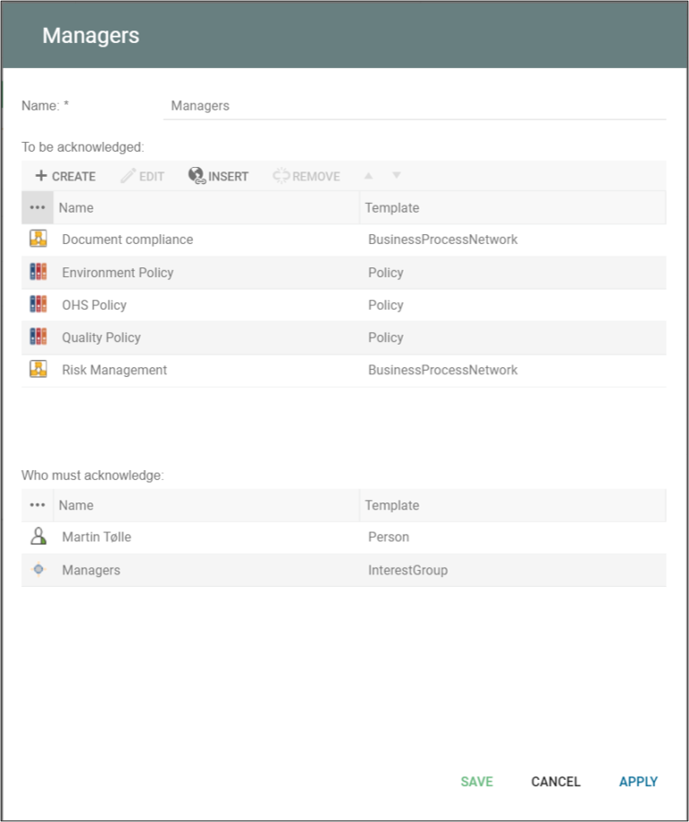 Acknowledge List | QualiWare Center of Excellence
