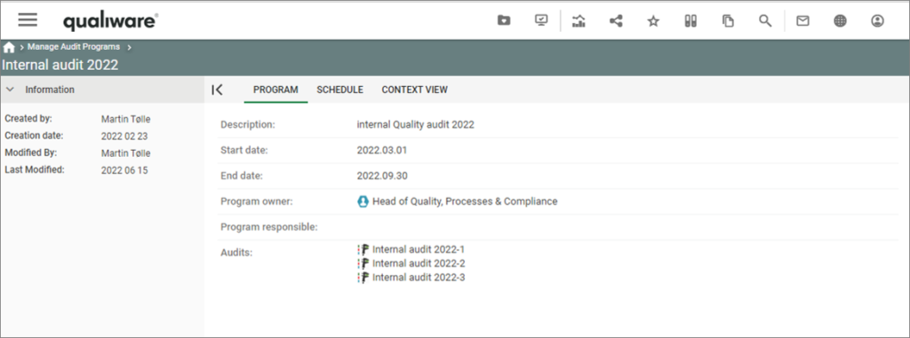 Audit Program | QualiWare Center of Excellence