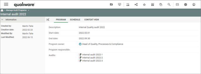 Audit Program | QualiWare Center of Excellence