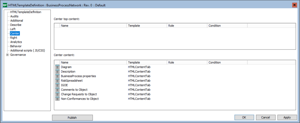 HTML Template Definition | QualiWare Center of Excellence