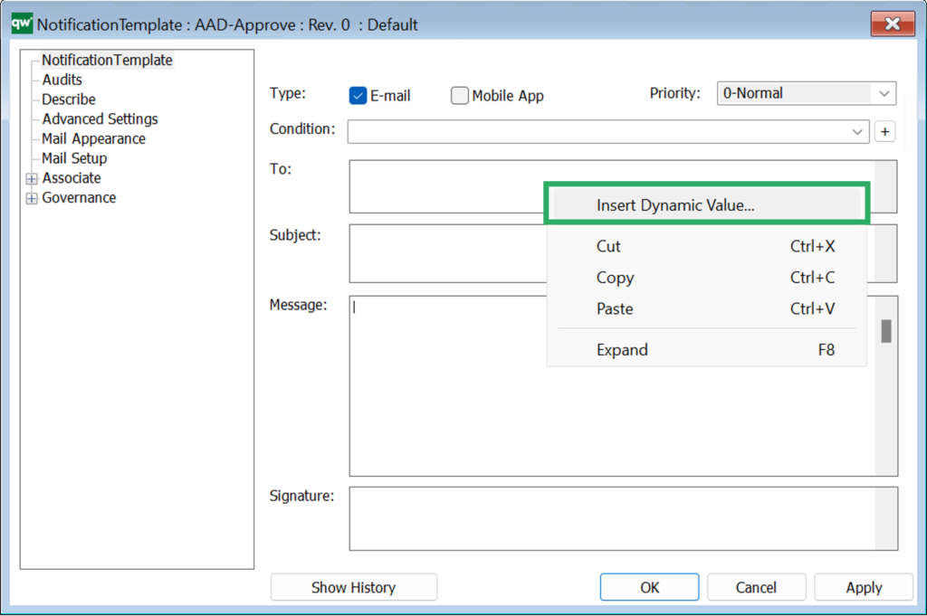 Notification Template | QualiWare Center of Excellence