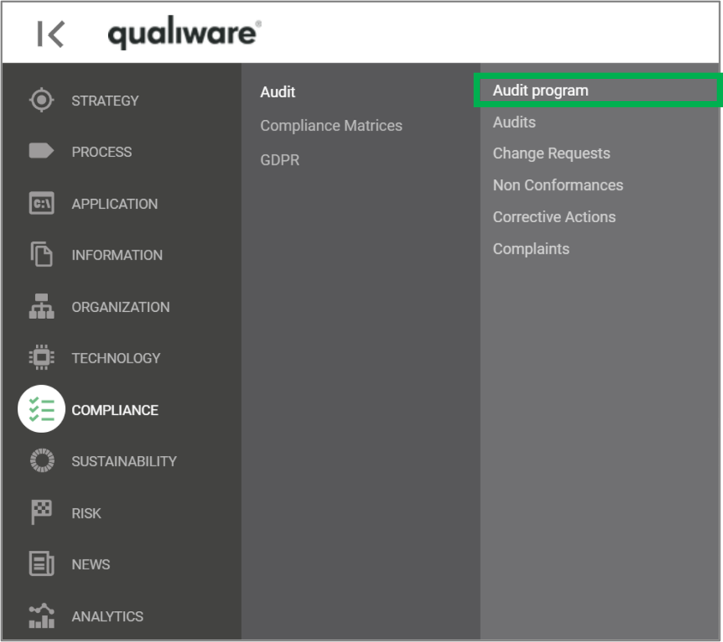 Manage Audit Programs | QualiWare Center of Excellence