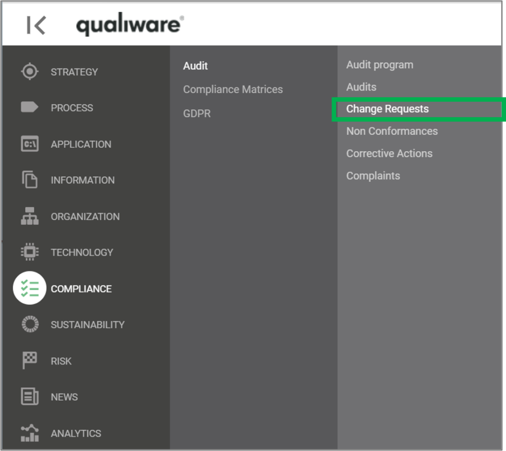 Manage Change Requests | QualiWare Center of Excellence