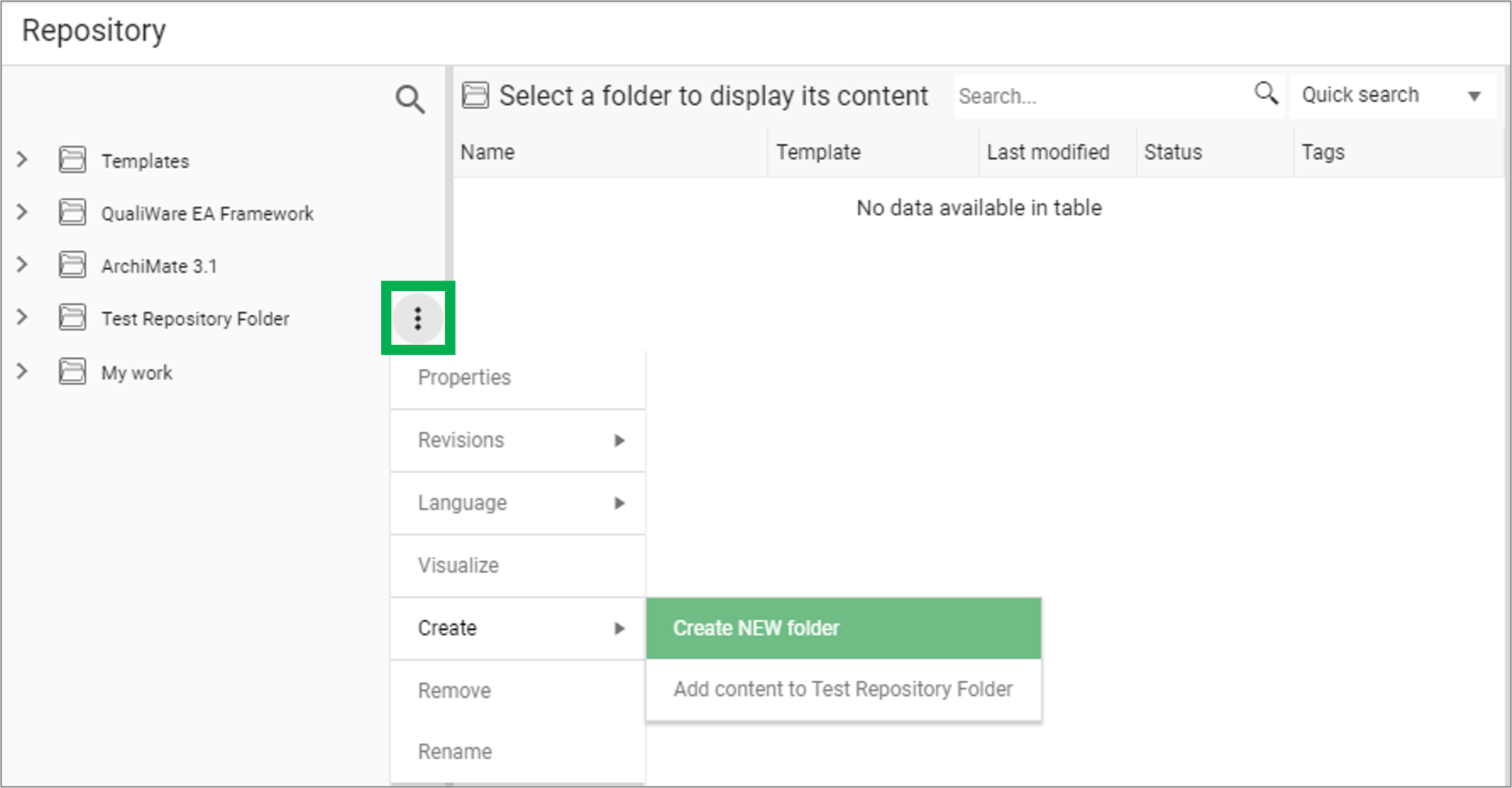 Repository Explorer | QualiWare Center of Excellence